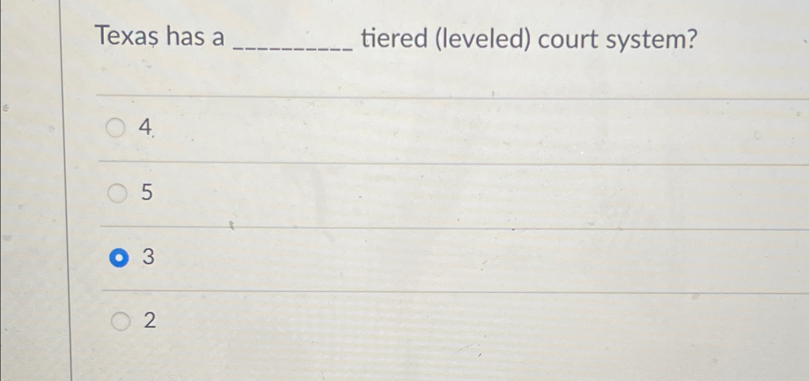 Solved Texaș ﻿has a tiered (leveled) ﻿court system?4.532 | Chegg.com