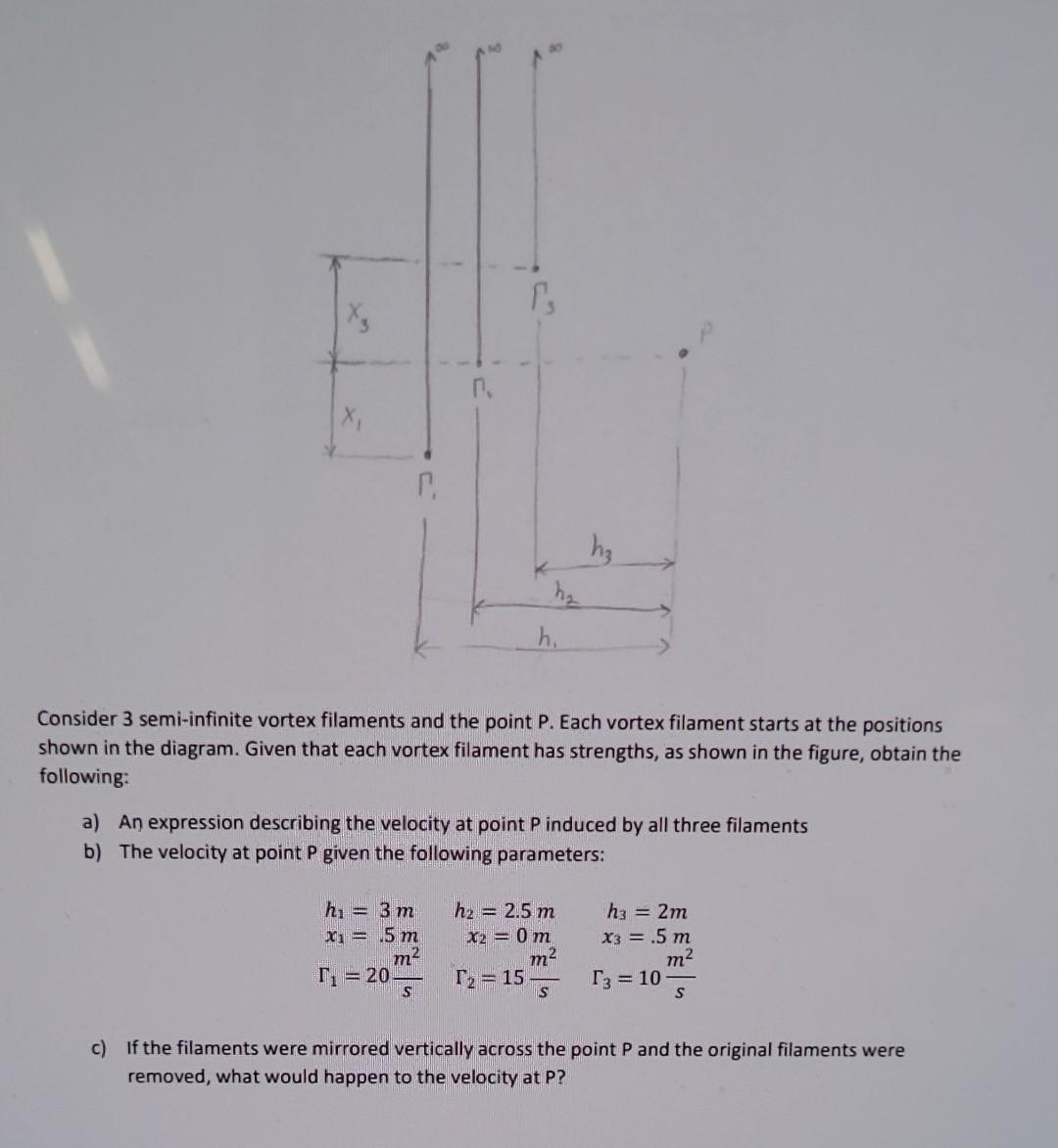 Solved Consider 3 semi-infinite vortex filaments and the | Chegg.com