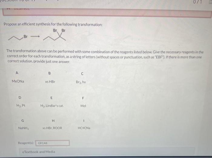 Solved X Incorrect Propose an efficient synthesis for the | Chegg.com