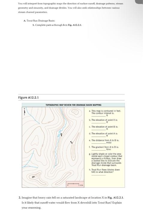Solved You will interpret from topographic maps the | Chegg.com