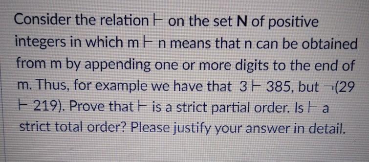 Solved Consider the relation t on the set N of positive | Chegg.com