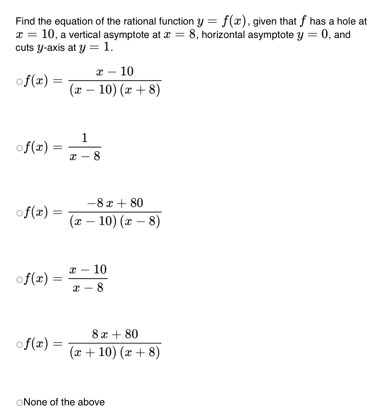 Solved Find the equation of the rational function y=f(x), | Chegg.com