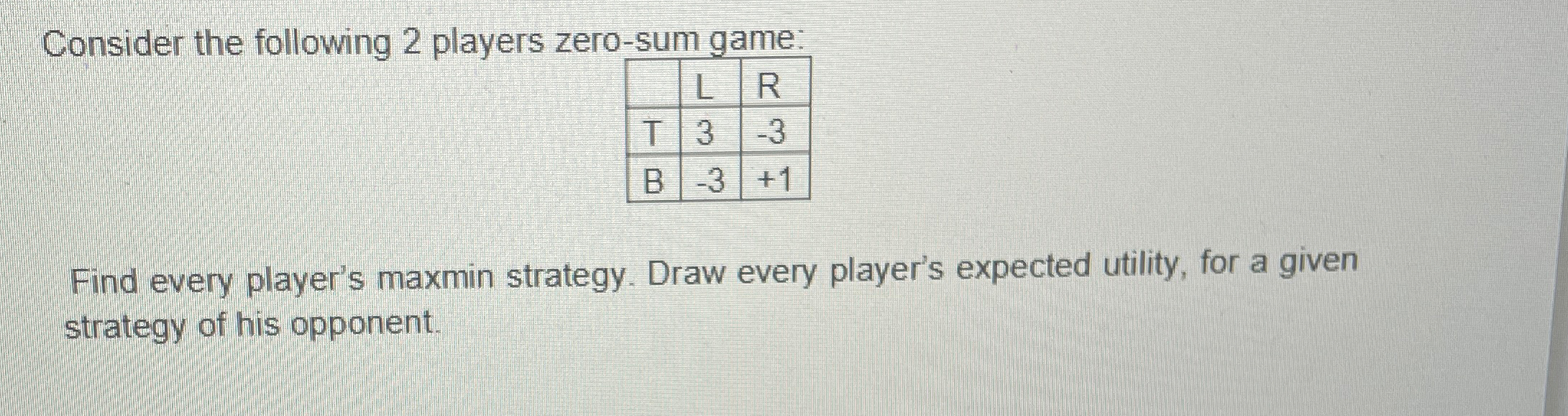 Solved Consider the following 2 ﻿players zero-sum | Chegg.com