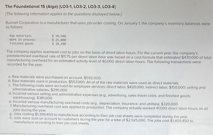 Solved The Foundational 15 (Algo) [LO3-1, LO3-2, LO3-3, | Chegg.com