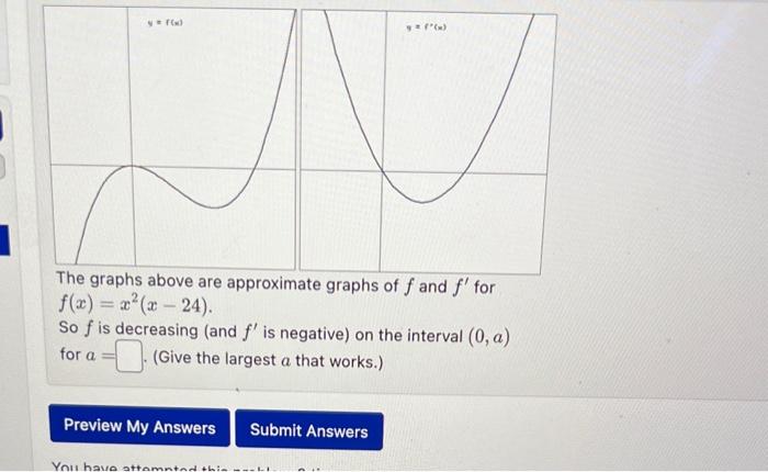 Solved The graphs above are approximate graphs of f and f′ | Chegg.com