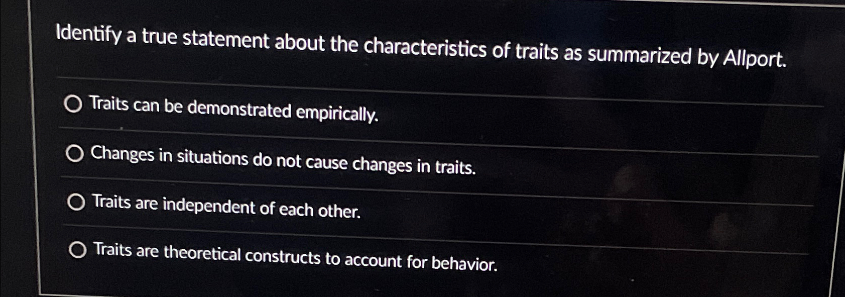 Solved Identify a true statement about the characteristics | Chegg.com