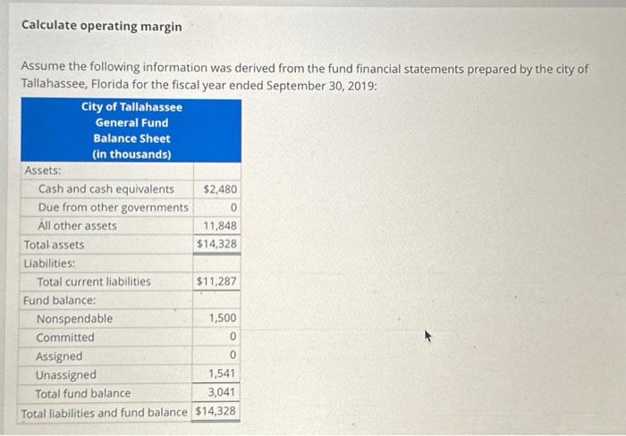 Calculate operating margin Assume the following | Chegg.com