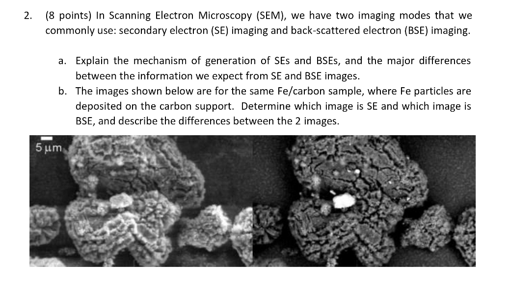Solved (8 ﻿points) ﻿In Scanning Electron Microscopy (SEM), | Chegg.com