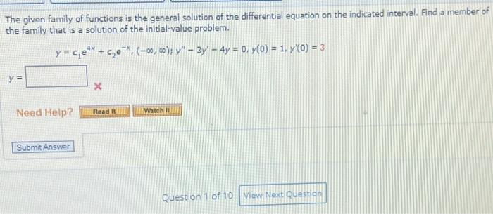 Solved The given family of functions is the general solution | Chegg.com