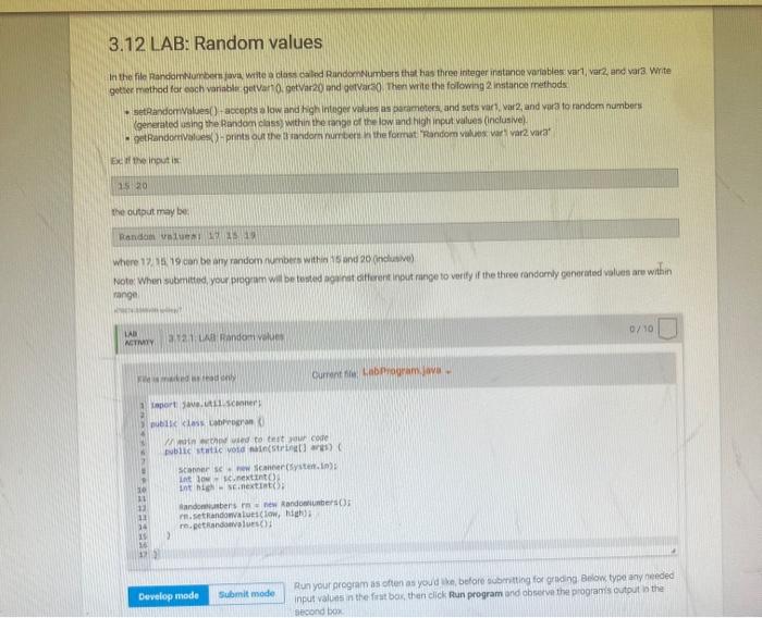 Solved Getter Method For Esch Variable Gotvart0 Getvar20