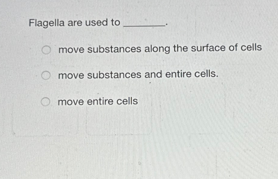 Solved Flagella are used tomove substances along the surface | Chegg.com