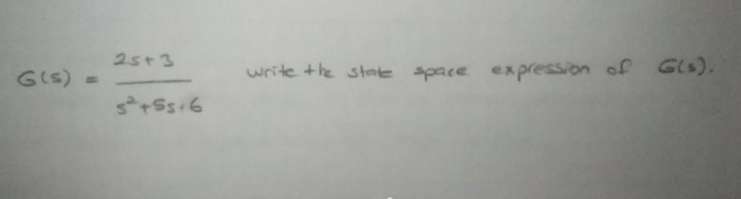 Solved Gls) write the state space expression of 6(s). s+55:6 | Chegg.com