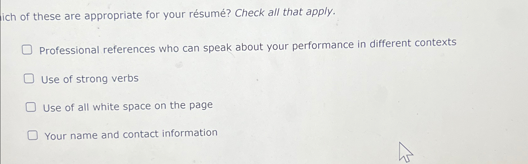Solved ich of these are appropriate for your résumé? ﻿Check | Chegg.com