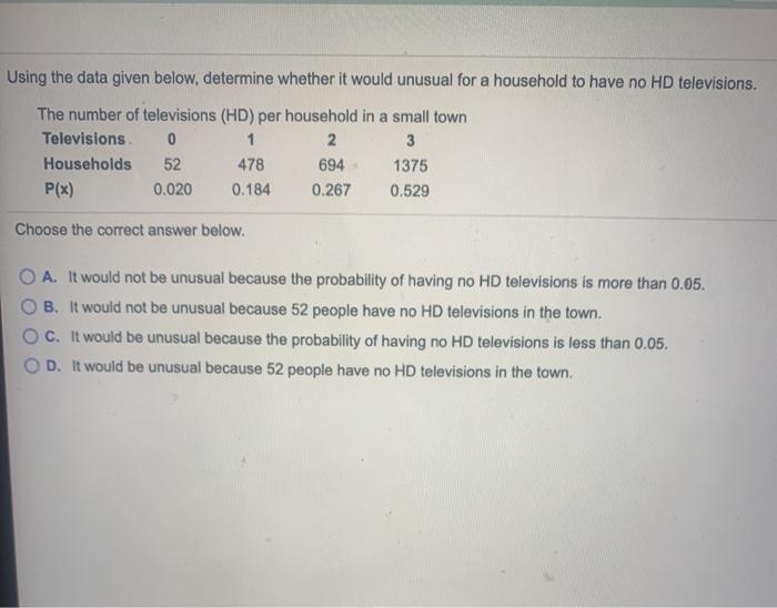 Solved Using The Data Given Below Determine Whether It