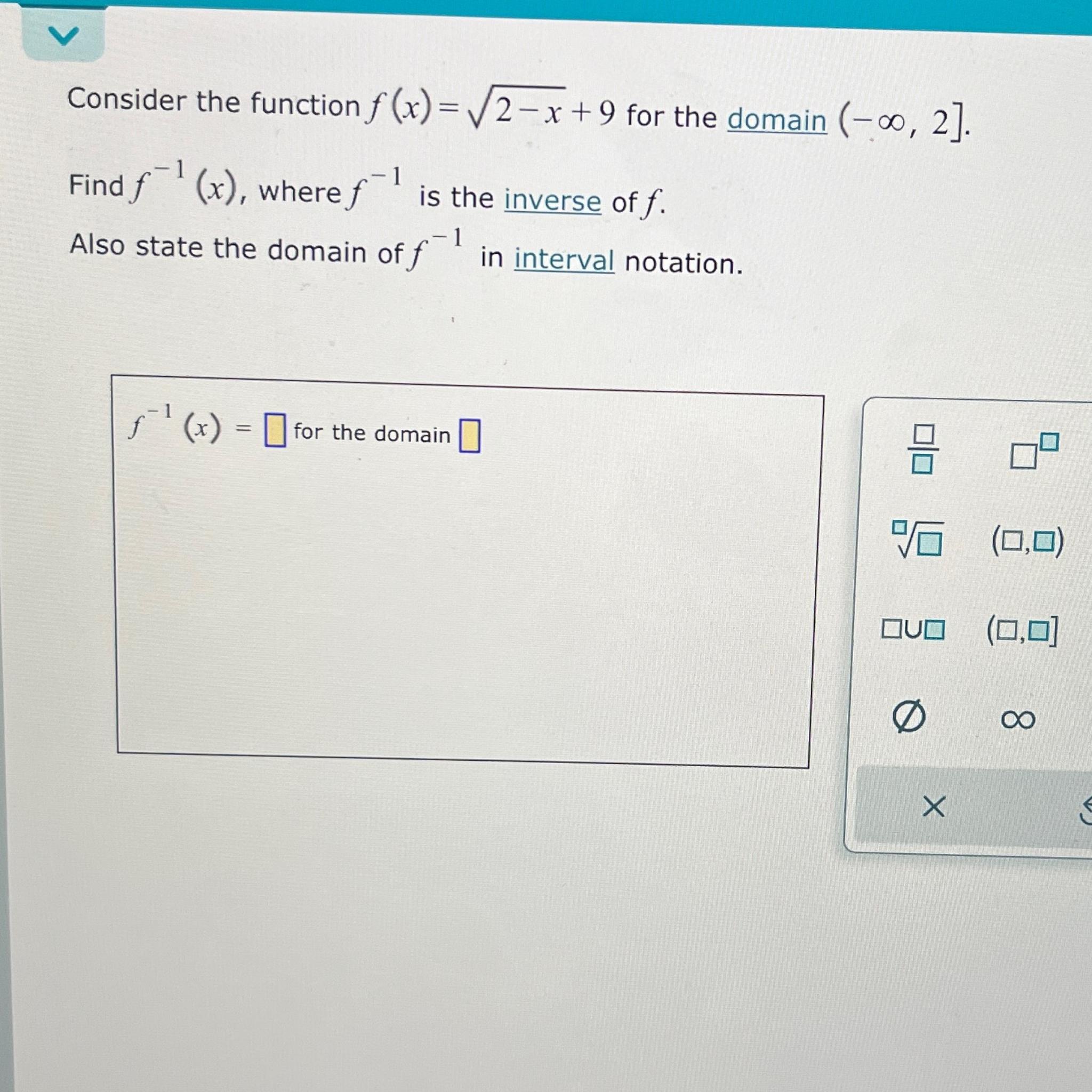 Solved Consider the function f(x)=2-x2+9 ﻿for the domain | Chegg.com