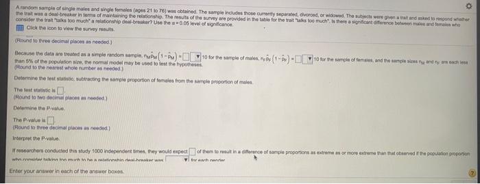 Solved A random sample of single males and single females | Chegg.com