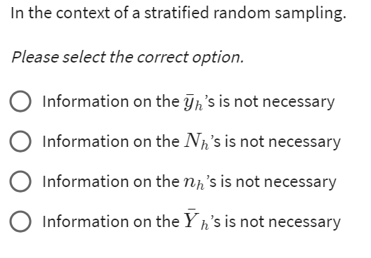 Solved In the context of a stratified random sampling.Please | Chegg.com