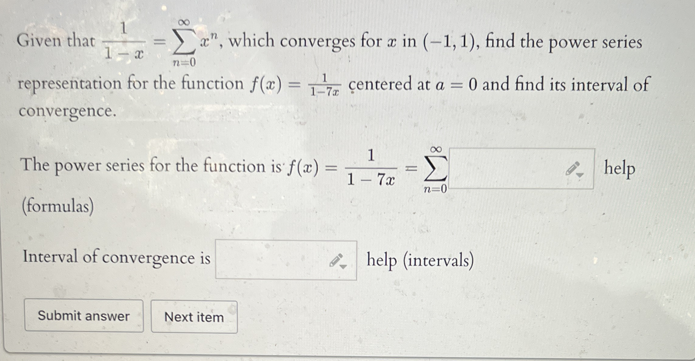 Solved Given that 11-x=∑n=0∞xn, ﻿which converges for x ﻿in | Chegg.com