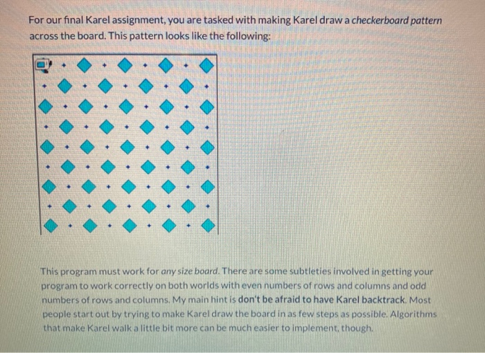 For our final Karel assignment, you are tasked with | Chegg.com