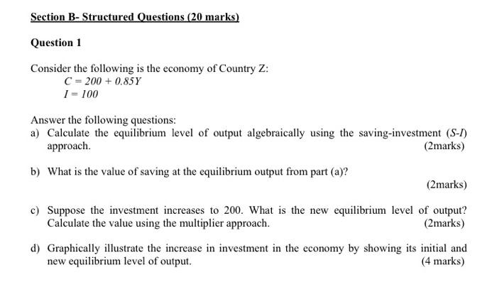 Solved Section B- Structured Questions (20 marks) Question 1 | Chegg.com