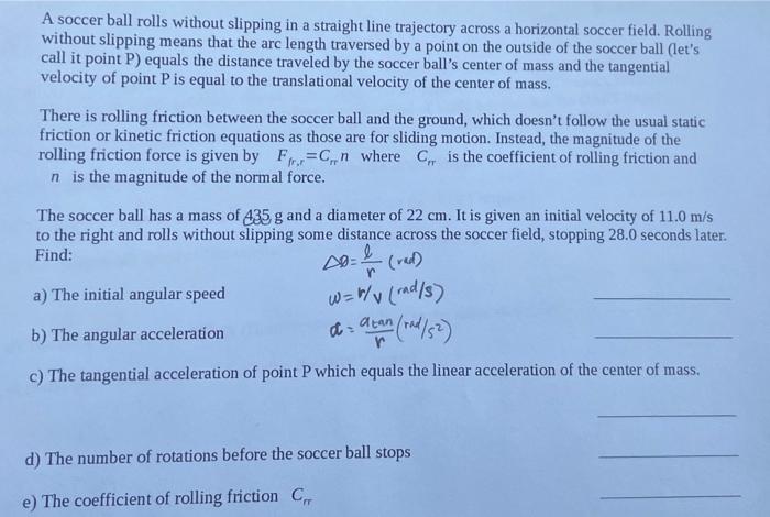 Solved A soccer ball rolls without slipping in a straight | Chegg.com