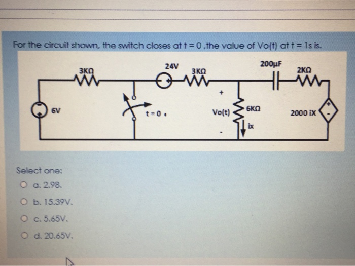 Solved For the circuit shown, the switch closes at t= 0.the | Chegg.com