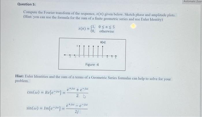 Solved Compute the Fourier transform of the sequence, x(n) | Chegg.com