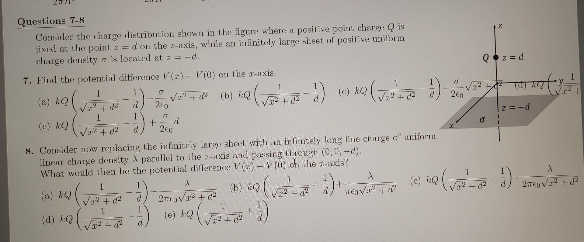 Solved Questions 7-8 Consider the charge distribution shown | Chegg.com
