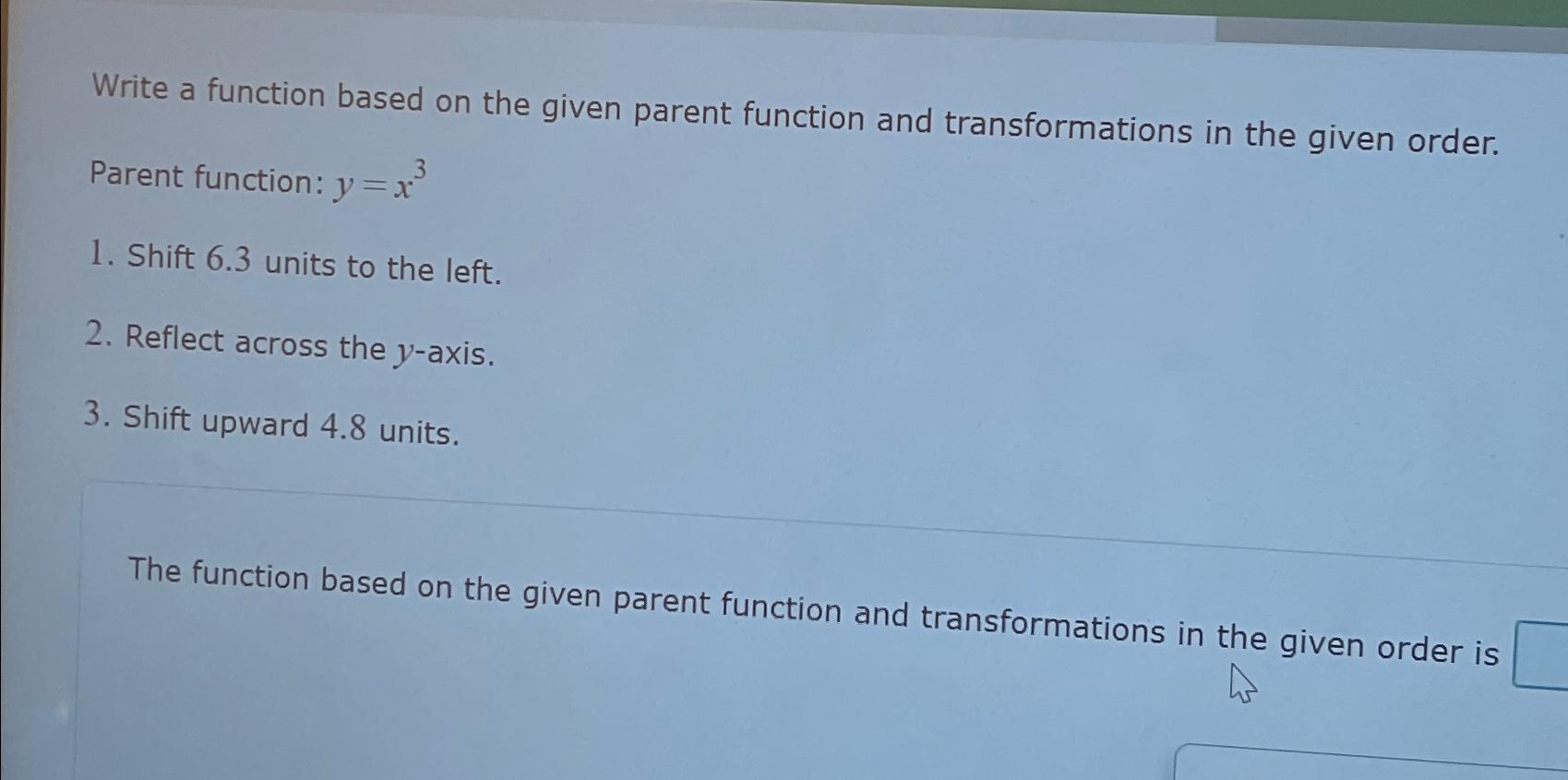 Solved Write a function based on the given parent function | Chegg.com