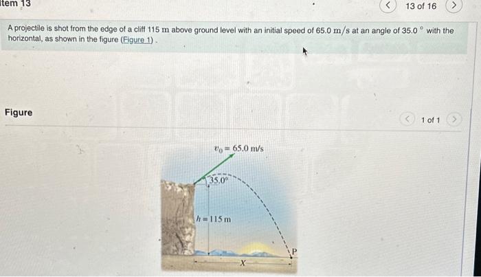 Solved A projectile is shot from the edge of a cliff 115 m | Chegg.com