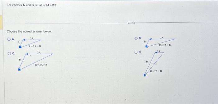 Solved For vectors A and B, what is 2A + B? Choose the | Chegg.com