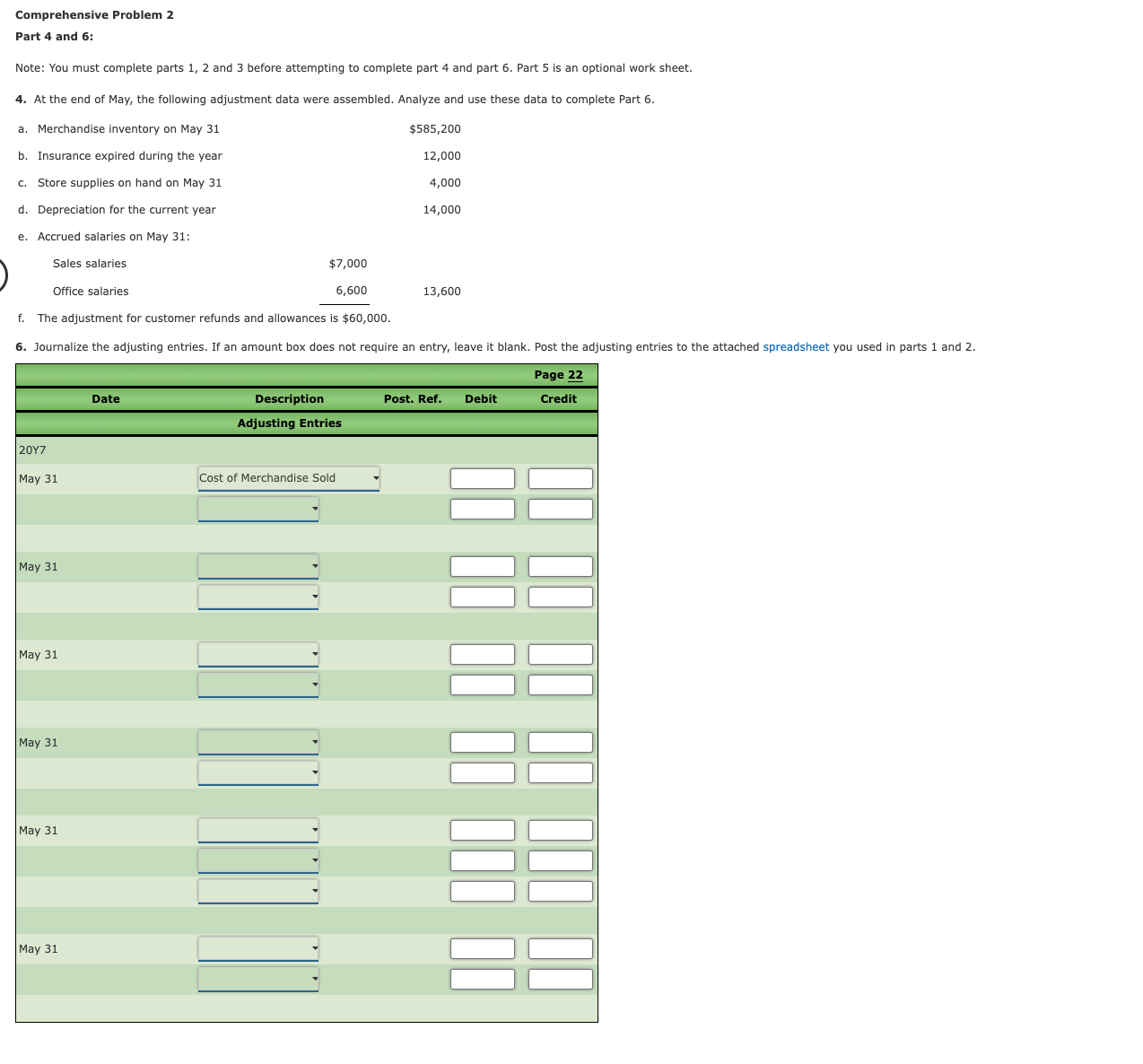 Solved Comprehensive Problem 2Part 4 ﻿and 6:Note: You must | Chegg.com