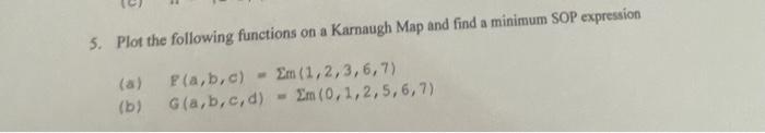 Solved 5. Plot the following functions on a Karnaugh Map and | Chegg.com