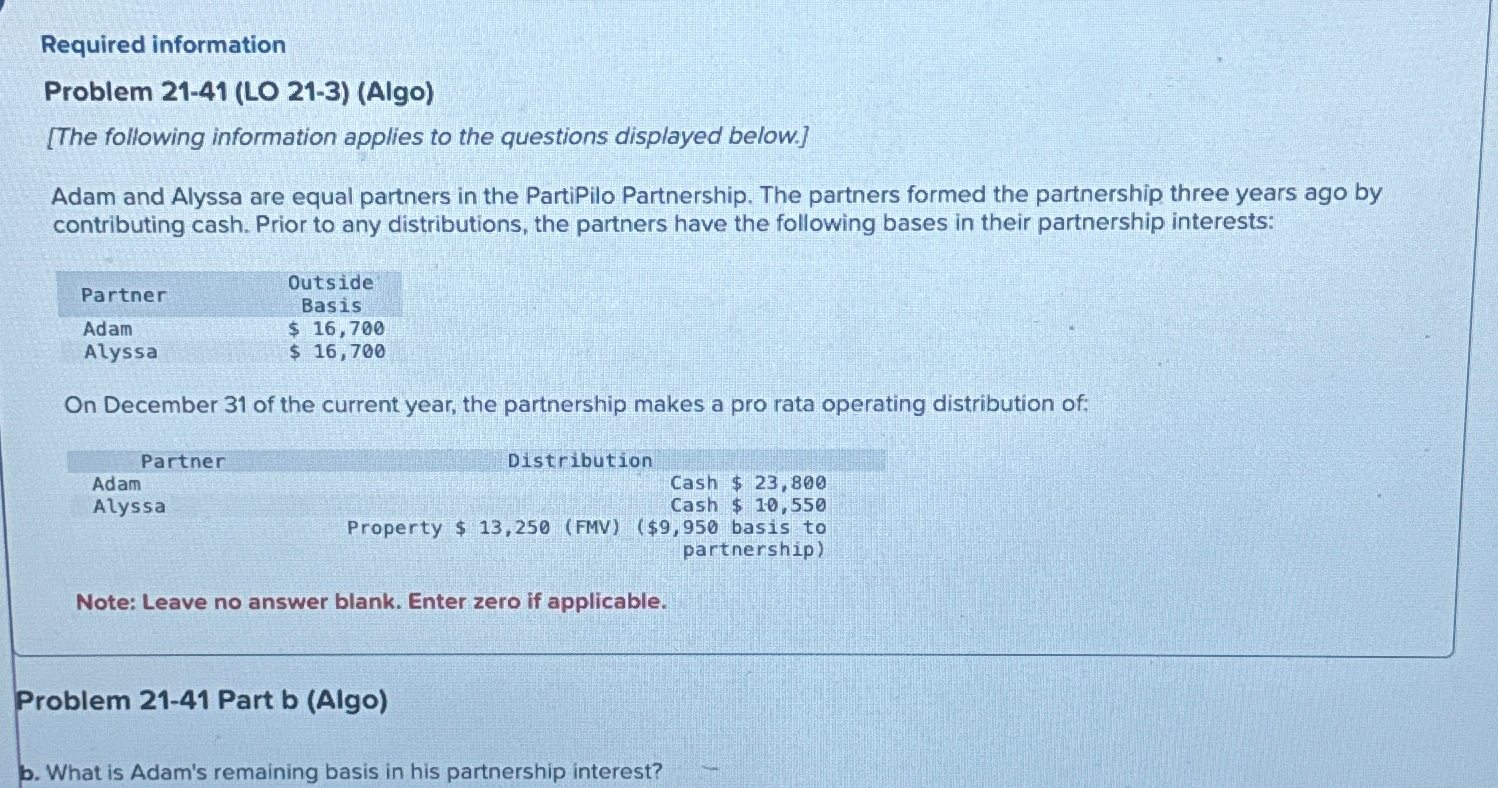Solved Required informationProblem 21-41 (LO | Chegg.com Solved Required informationProblem 21-41 (LO | Chegg.com