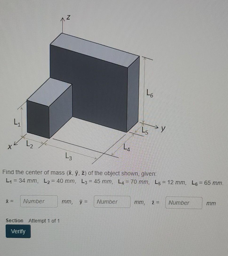 Solved Lo L1 L5 →y LA L3 Find the center of mass (, y, z) of | Chegg.com