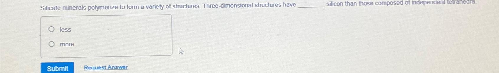 Solved Silicate minerals polymerize to form a variety of | Chegg.com
