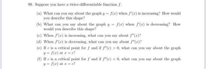 Solved 99. Suppose you have a twice-differentiable function | Chegg.com