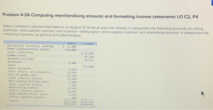 Solved Problem 4-3A Computing merchandising amounts and | Chegg.com