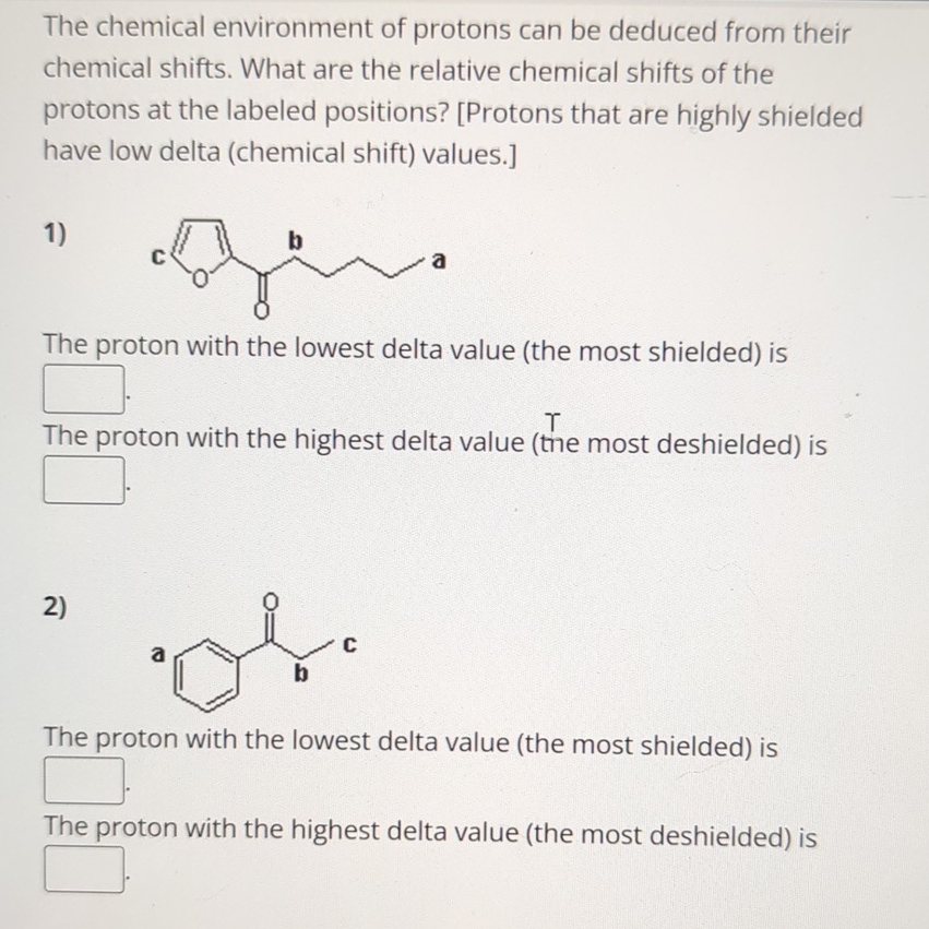 Solved The chemical environment of protons can be deduced | Chegg.com