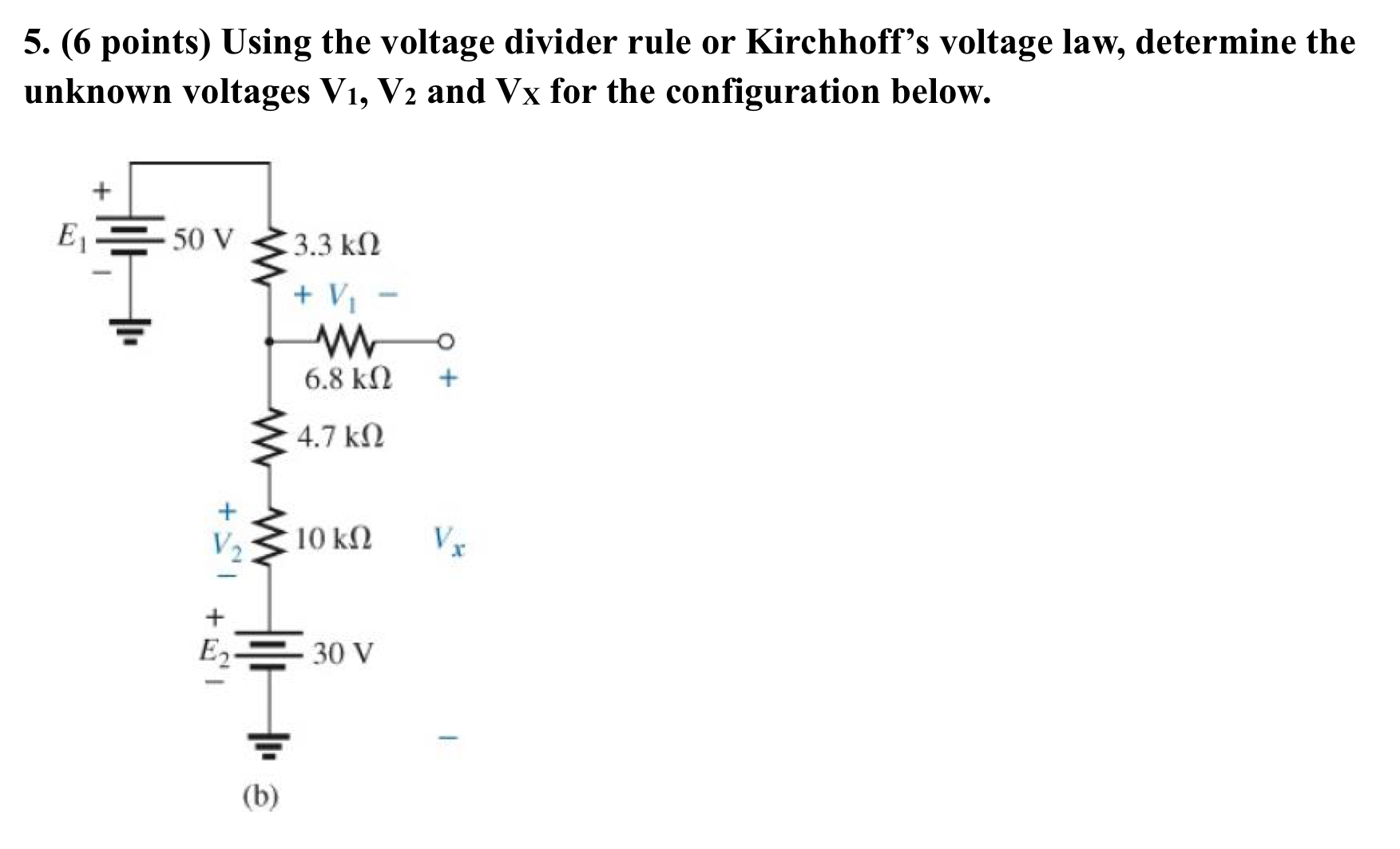 Solved (6 ﻿points) ﻿Using the voltage divider rule or | Chegg.com