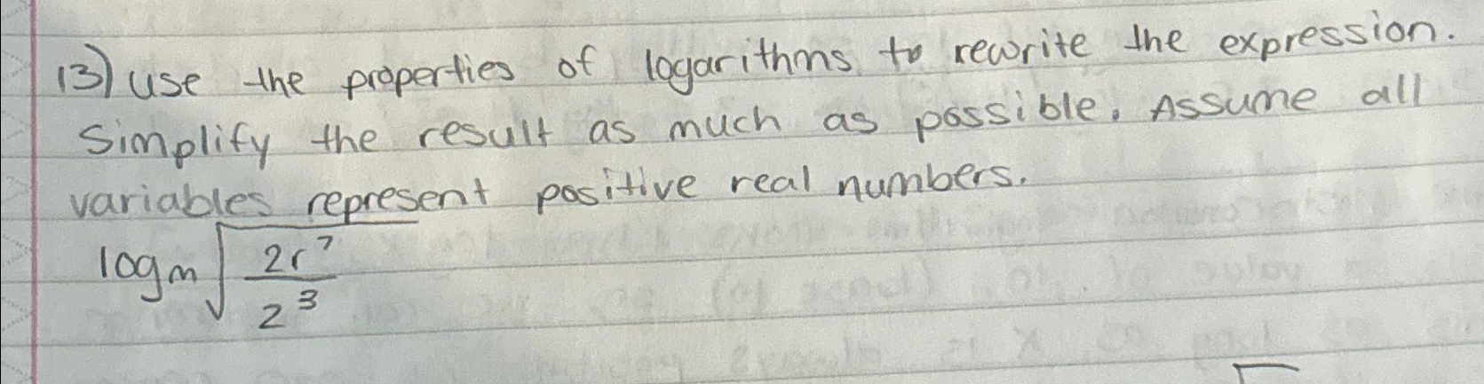 Solved Use the properties of logarithms to rewrite the | Chegg.com