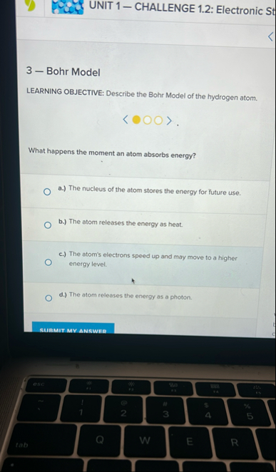 Solved UNIT 1 - ﻿CHALLENGE 1.2: Electronic St3 - ﻿Bohr | Chegg.com