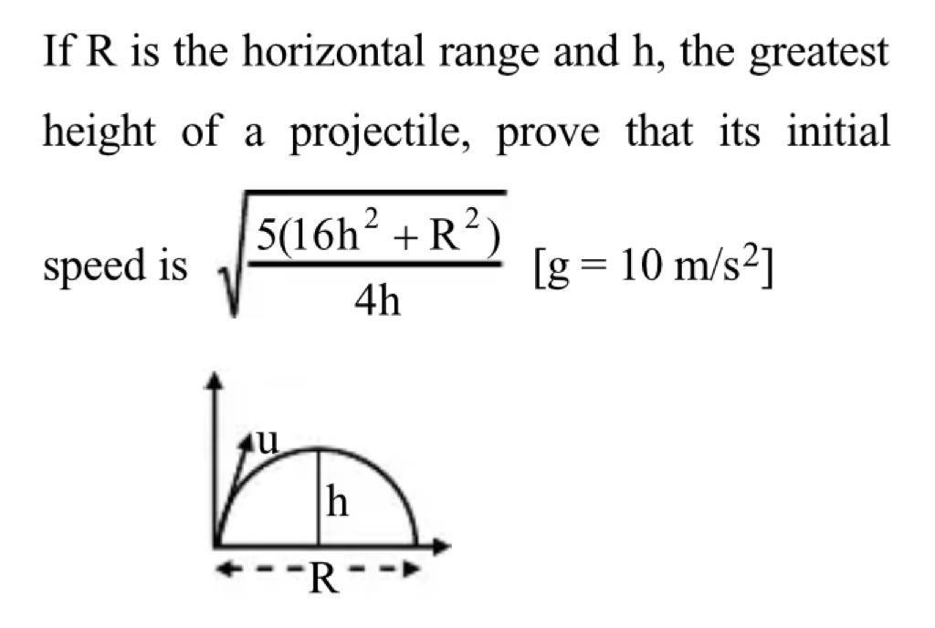 Solved If R is the horizontal range and h, the greatest | Chegg.com