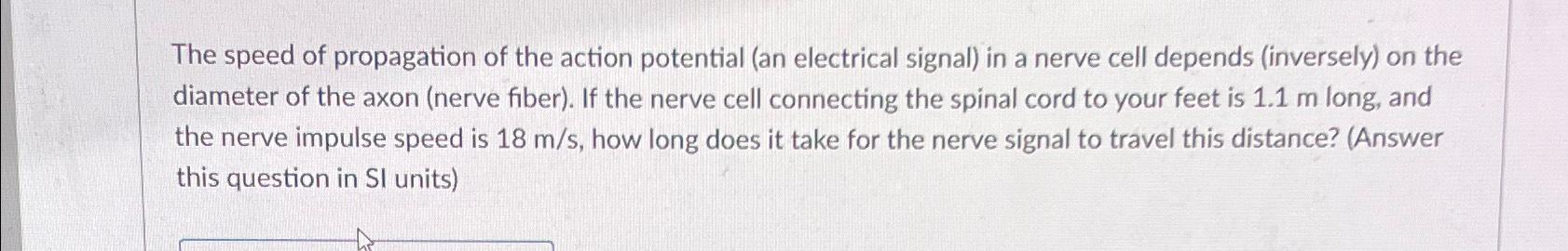 Solved The speed of propagation of the action potential (an | Chegg.com