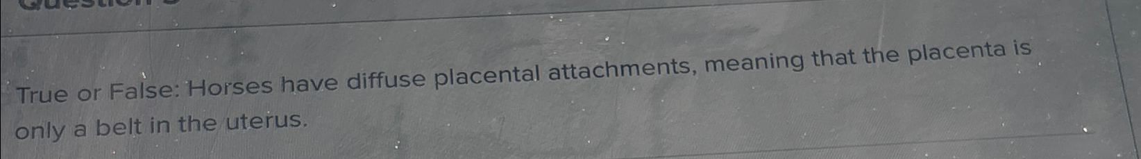 Solved True or False: Horses have diffuse placental | Chegg.com