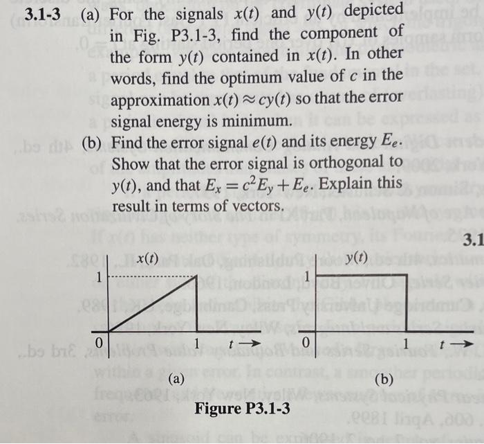 Solved (a) For the signals x(t) and y(t) depicted in Fig. | Chegg.com