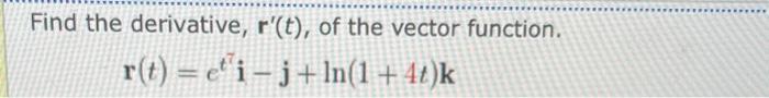 Solved Find the derivative, r′(t), of the vector function. | Chegg.com
