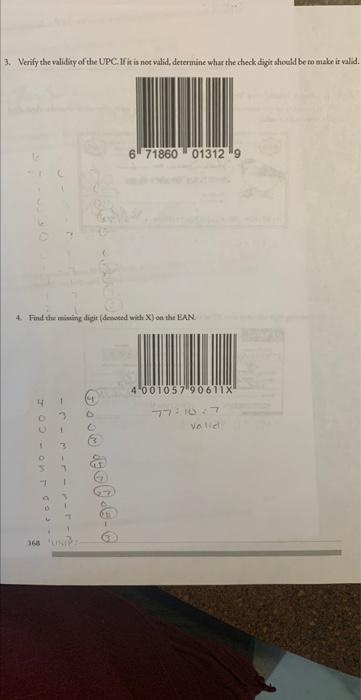 Solved 3. Verify the validity of the UPC-1f it is not valid, | Chegg.com