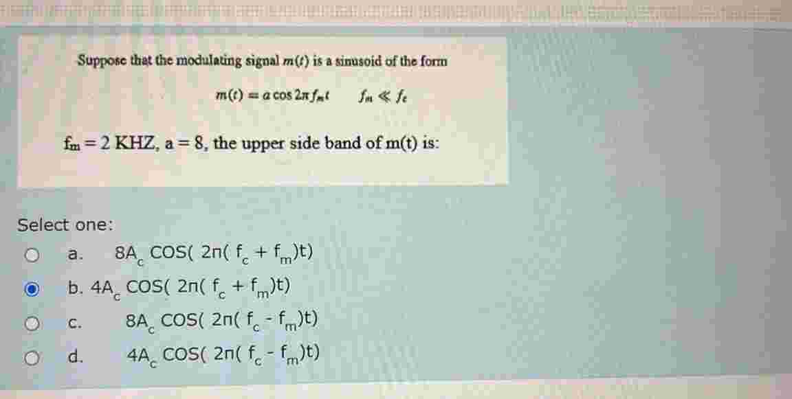 Solved Suppose that the modulating signal m(t) is ﻿a | Chegg.com