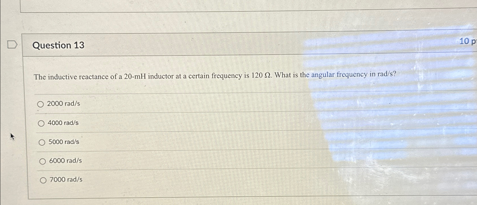 Solved Question 13The inductive reactance of a 20-mH | Chegg.com